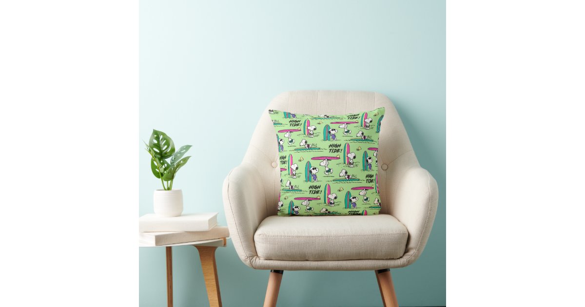 Peanuts | Snoopy Ocean High Tide Pattern Throw Pillow | Zazzle