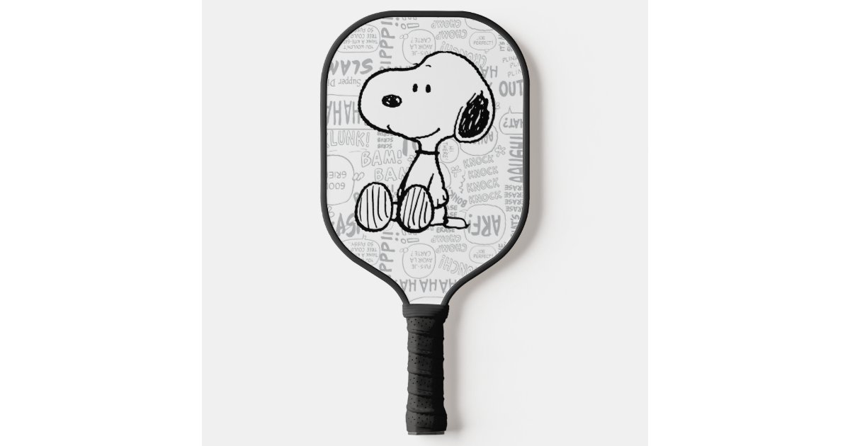 PEANUTS | Snoopy on Black White Comics 2 Pickleball Paddle | Zazzle