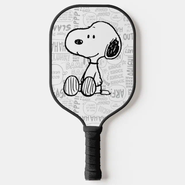 PEANUTS | Snoopy on Black White Comics 2 Pickleball Paddle | Zazzle