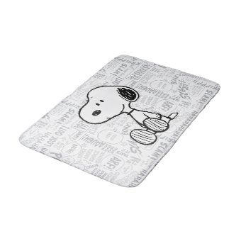 PEANUTS | Snoopy on Black White Comics Bath Mat | Zazzle