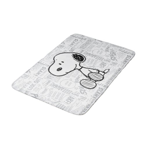 PEANUTS | Snoopy on Black White Comics Bath Mat | Zazzle