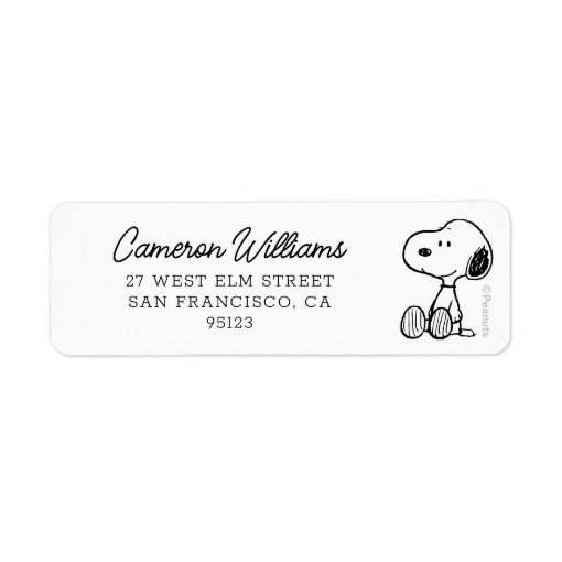 PEANUTS | Snoopy on Black White Comics Label | Zazzle
