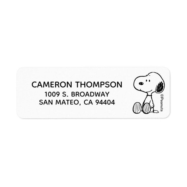 PEANUTS | Snoopy on Black White Comics Label | Zazzle