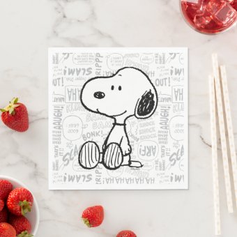 PEANUTS | Snoopy on Black White Comics Napkins | Zazzle