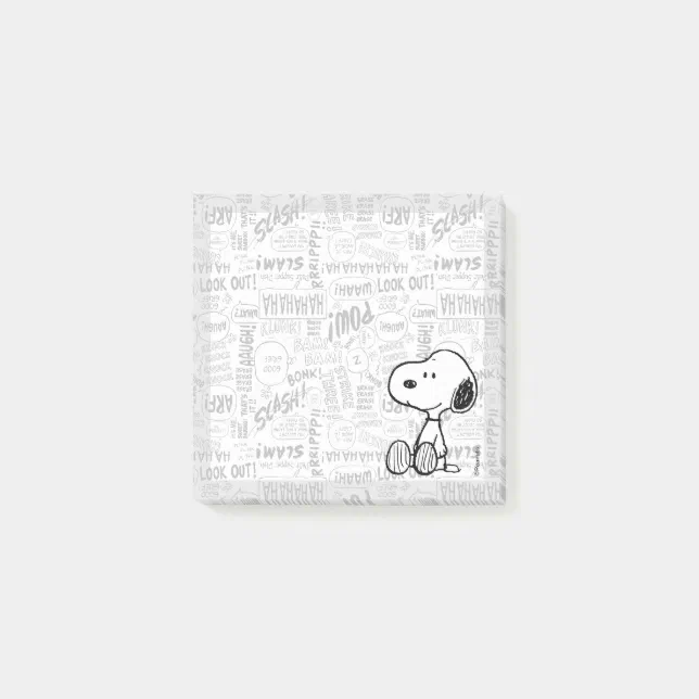 PEANUTS | Snoopy on Black White Comics Post-it Notes | Zazzle