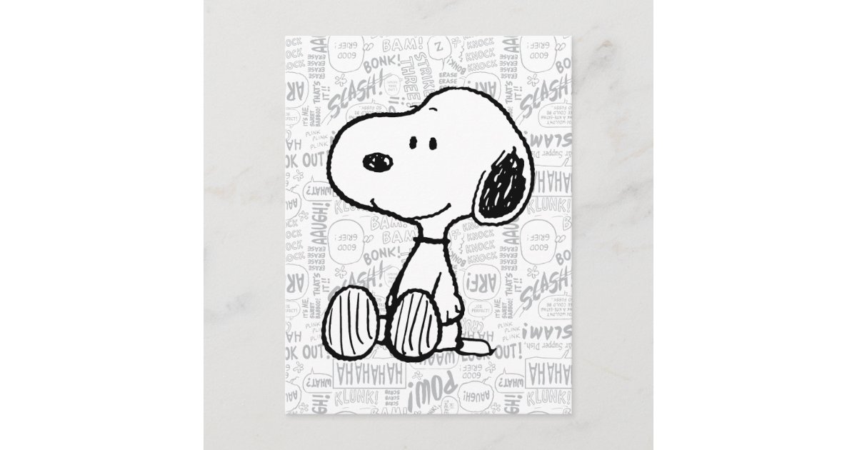PEANUTS | Snoopy on Black White Comics Postcard | Zazzle