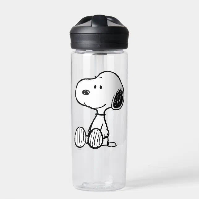 PEANUTS | Snoopy on Black White Comics Water Bottle | Zazzle