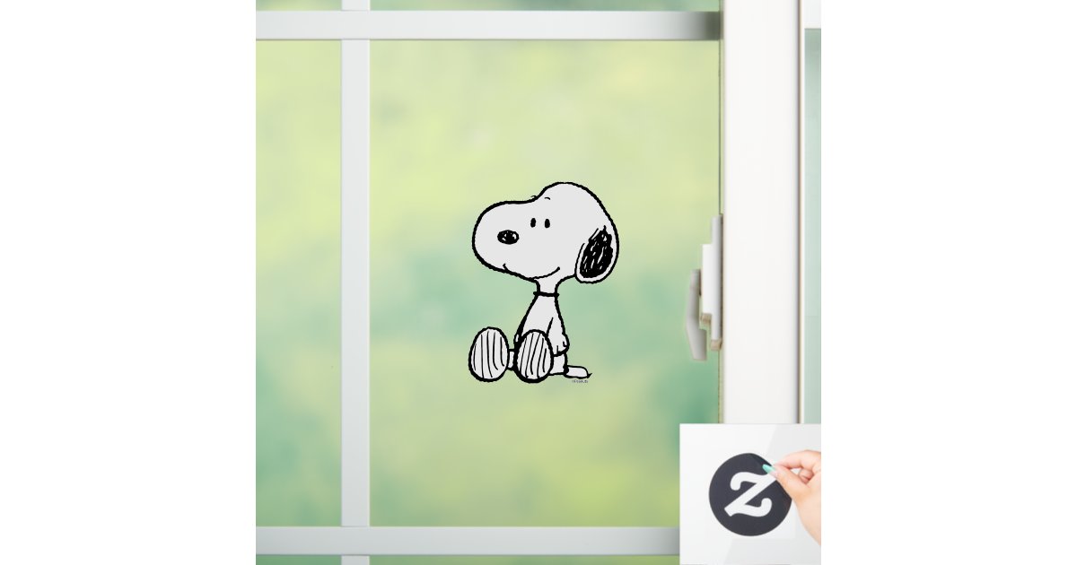 PEANUTS | Snoopy on Black White Comics Window Cling | Zazzle