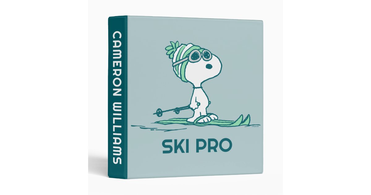Peanuts | Snoopy on Skis 3 Ring Binder | Zazzle
