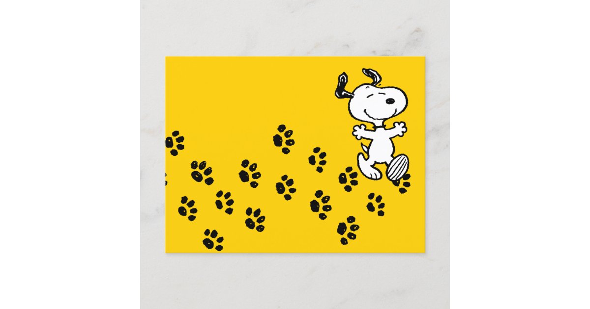 Peanuts | Snoopy Paw Print Path Postcard | Zazzle
