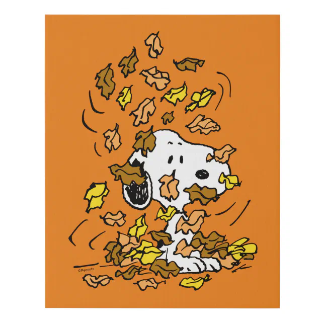 Peanuts | Snoopy Pile of Leaves Faux Canvas Print | Zazzle