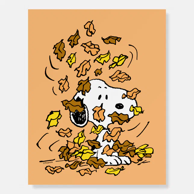 Peanuts | Snoopy Pile of Leaves Foam Board | Zazzle