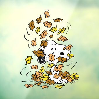 Peanuts | Snoopy Pile of Leaves Window Cling | Zazzle