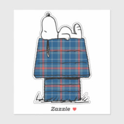 Peanuts | Snoopy Plaid Flannel Dog House Sticker | Zazzle