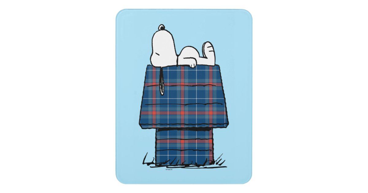 Peanuts | Snoopy Plaid Flannel Holiday Dog House Door Sign | Zazzle