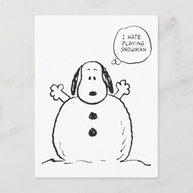 Peanuts | Snoopy Playing Snowman Postcard | Zazzle