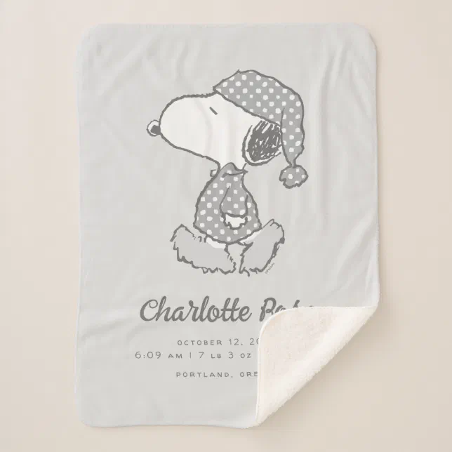 Peanuts | Snoopy Polka Dot Pajamas Baby Sherpa Blanket | Zazzle