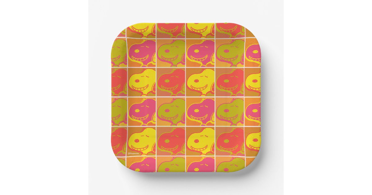 Peanuts | Snoopy Pop Art Pattern Paper Plates | Zazzle