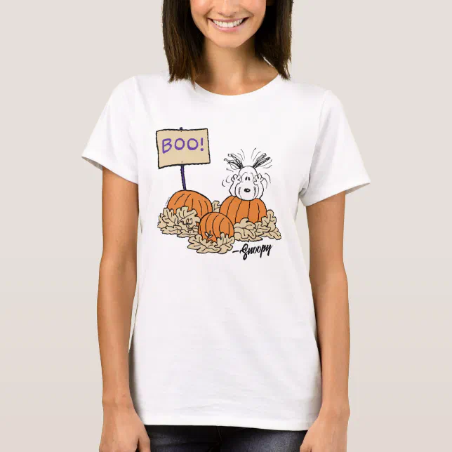 Peanuts | Snoopy Pumpkin Patch Boo! T-Shirt | Zazzle
