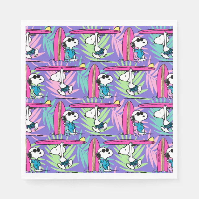 Peanuts | Snoopy Purple Surf Pattern Napkins | Zazzle