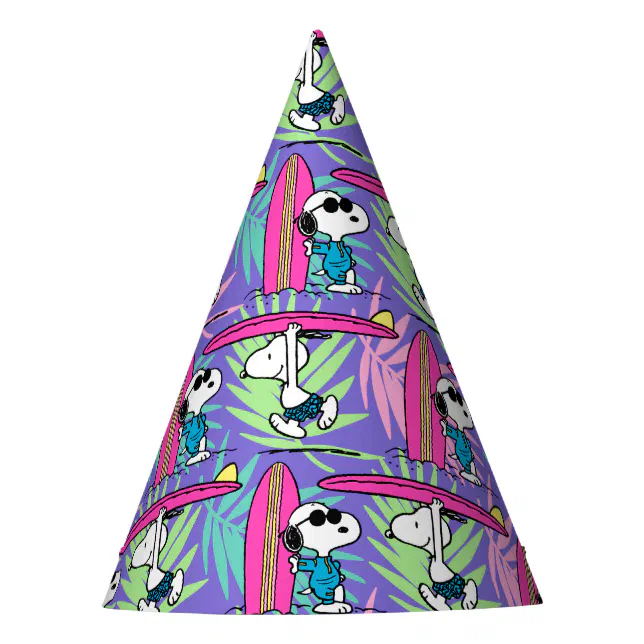 Peanuts | Snoopy Purple Surf Pattern Party Hat | Zazzle