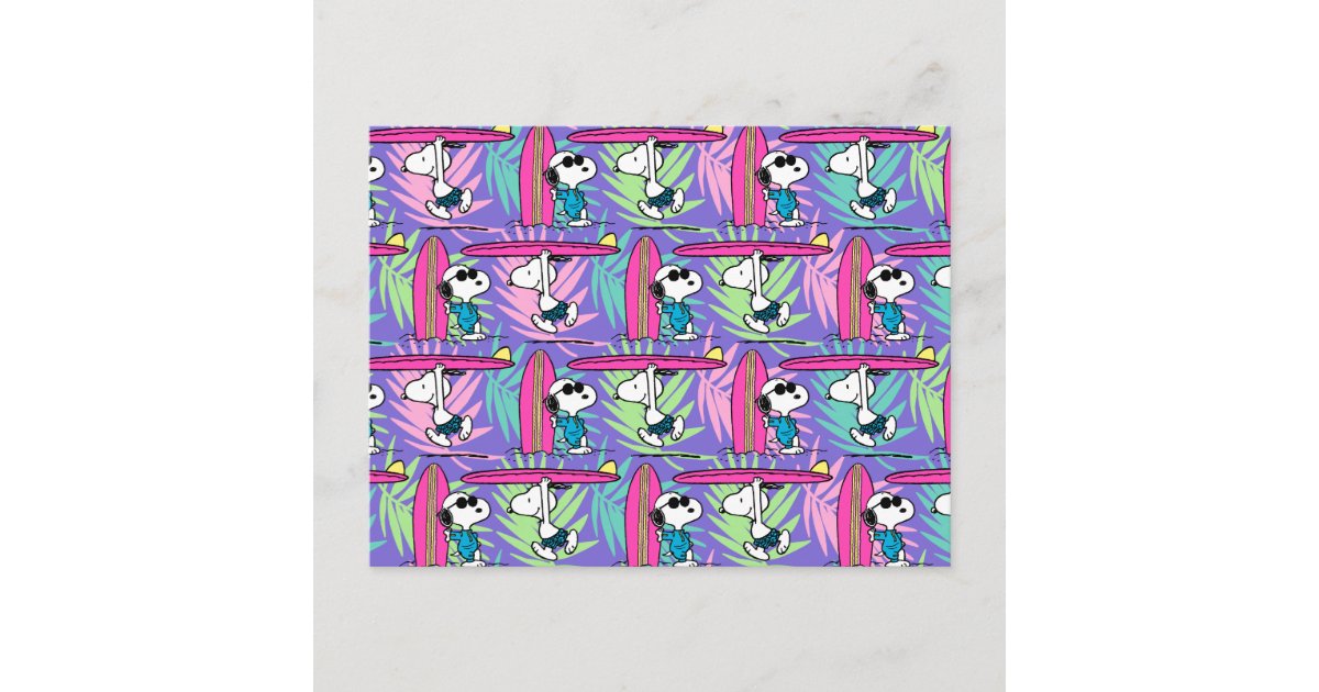 Peanuts | Snoopy Purple Surf Pattern Postcard | Zazzle