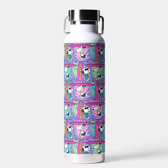 Peanuts | Snoopy Purple Surf Pattern Water Bottle | Zazzle