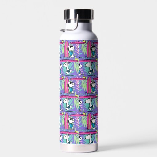 Peanuts | Snoopy Purple Surf Pattern Water Bottle | Zazzle