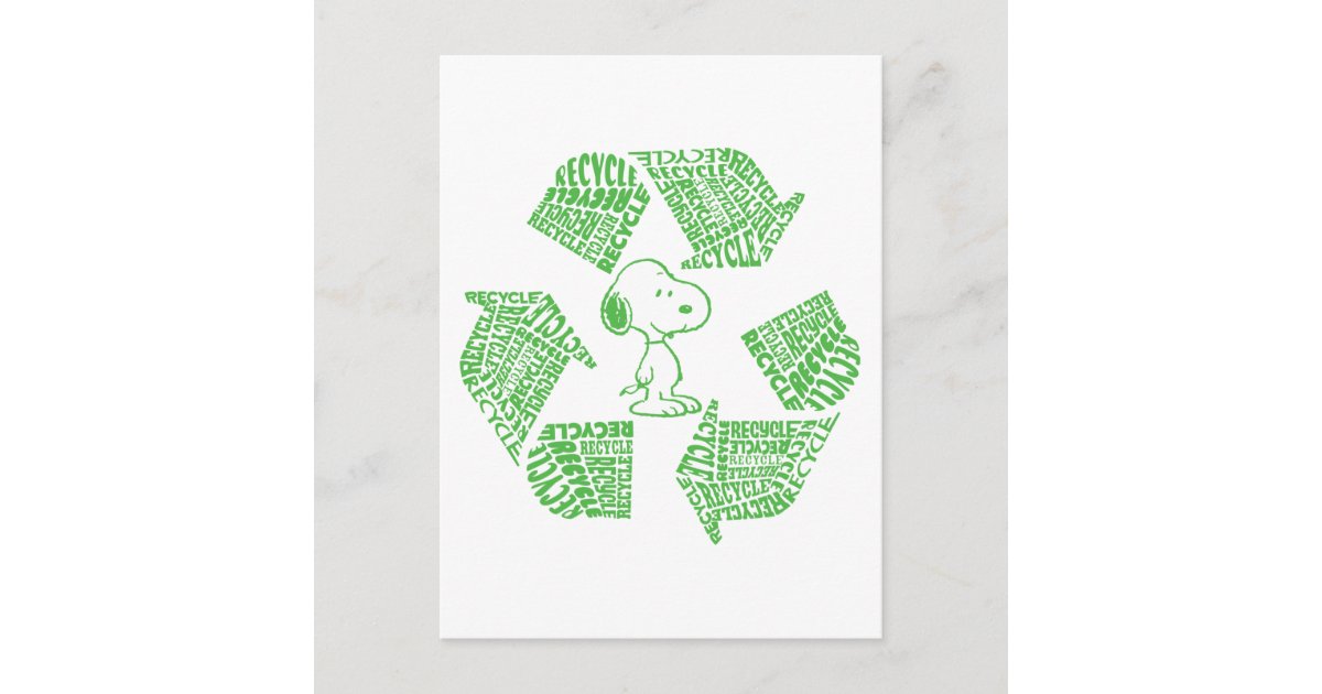 Peanuts | Snoopy Recycle Symbol Postcard | Zazzle