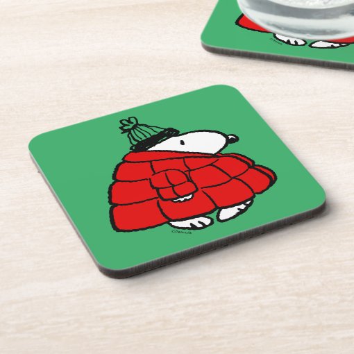 Peanuts | Snoopy Red Puffer Jacket Beverage Coaster | Zazzle Peanuts | Snoopy Red Puffer Jacket Beverage Coaster | Zazzle