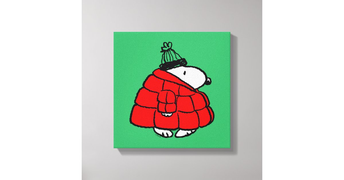 Peanuts | Snoopy Red Puffer Jacket Canvas Print | Zazzle
