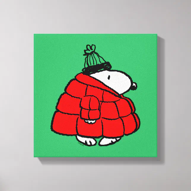 Peanuts | Snoopy Red Puffer Jacket Canvas Print | Zazzle