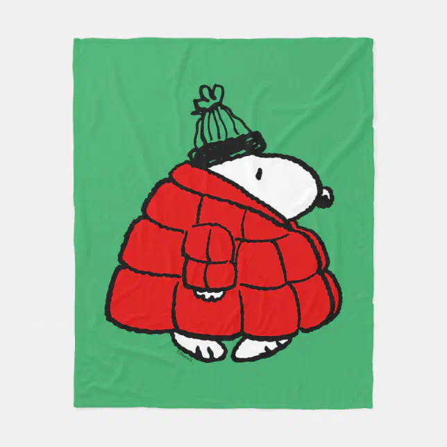 Peanuts | Snoopy Red Puffer Jacket Fleece Blanket | Zazzle