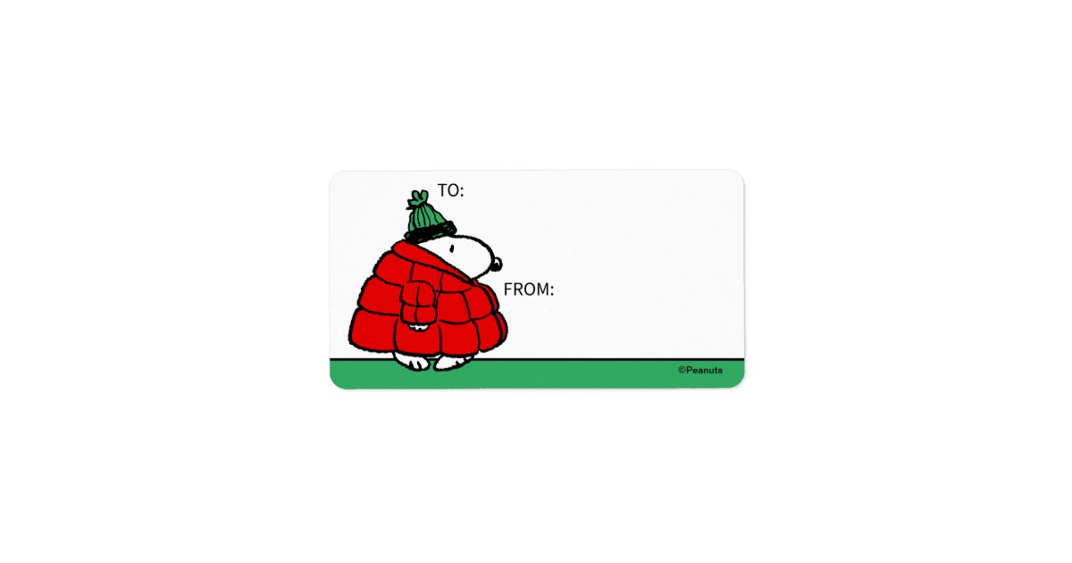Peanuts | Snoopy Red Puffer Jacket Label | Zazzle