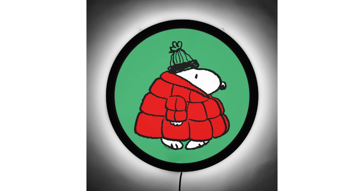 Peanuts | Snoopy Red Puffer Jacket LED Sign | Zazzle