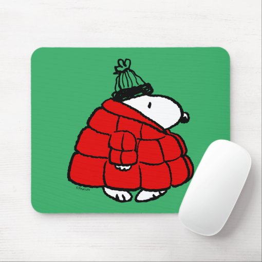 Peanuts | Snoopy Red Puffer Jacket Mouse Pad | Zazzle