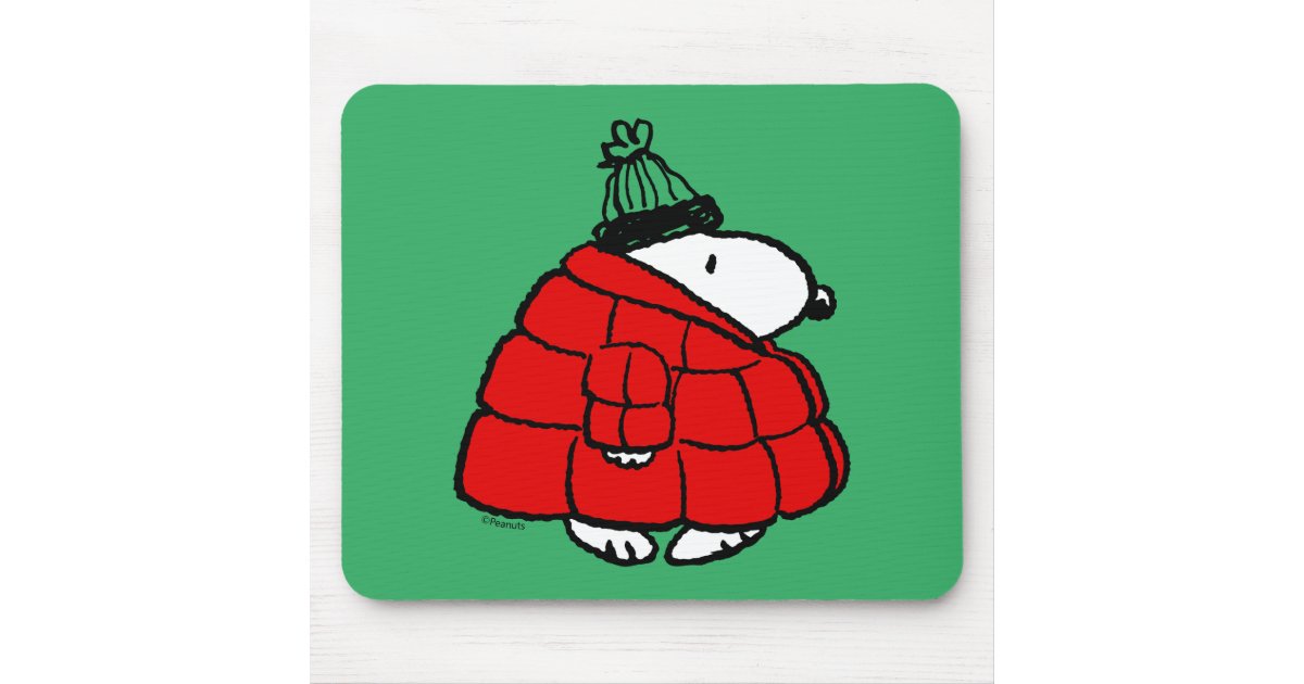 Peanuts | Snoopy Red Puffer Jacket Mouse Pad | Zazzle