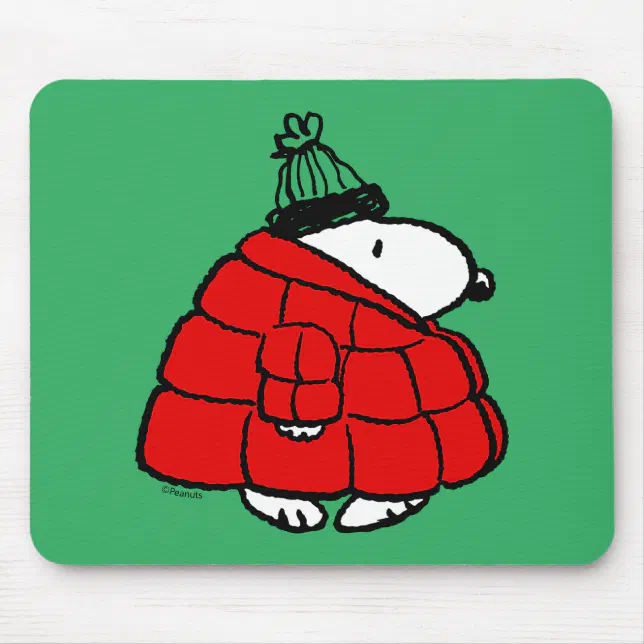 Peanuts | Snoopy Red Puffer Jacket Mouse Pad | Zazzle