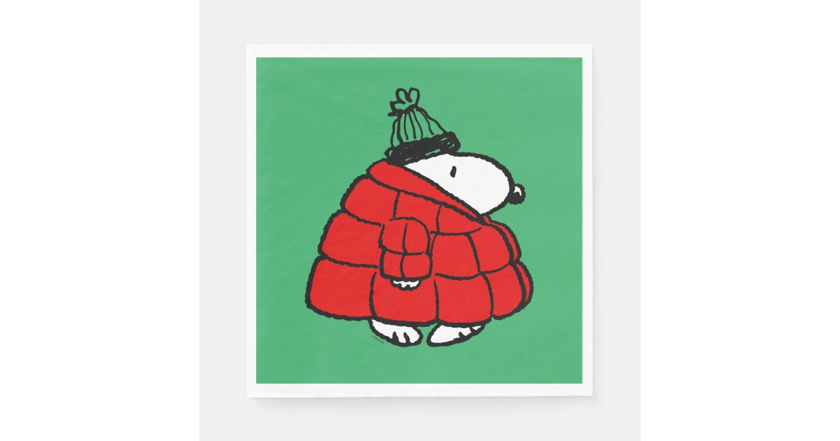 Peanuts | Snoopy Red Puffer Jacket Napkins | Zazzle