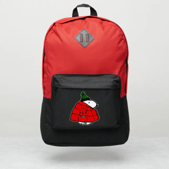 Peanuts | Snoopy Red Puffer Jacket Port Authority® Backpack | Zazzle
