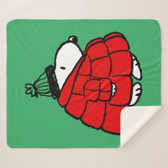 Peanuts | Snoopy Red Puffer Jacket Sherpa Blanket | Zazzle