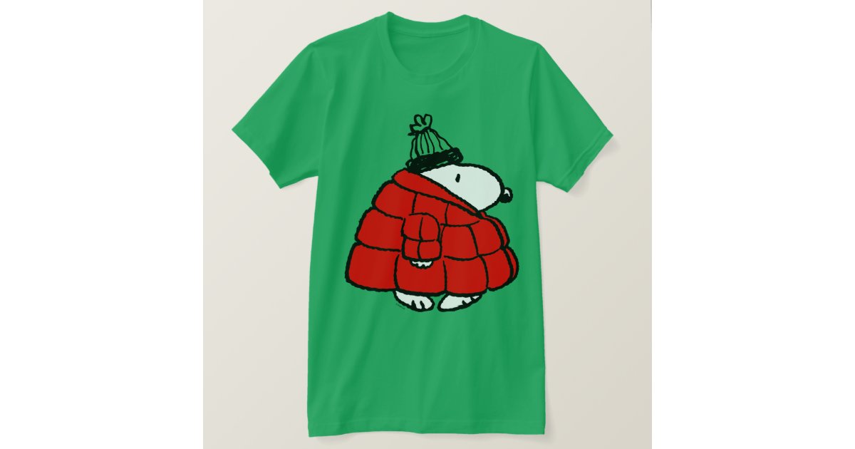 Peanuts | Snoopy Red Puffer Jacket T-Shirt | Zazzle