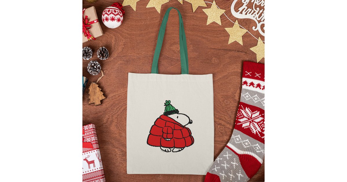 Peanuts | Snoopy Red Puffer Jacket Tote Bag | Zazzle