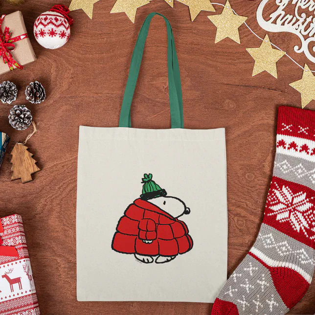 Peanuts | Snoopy Red Puffer Jacket Tote Bag | Zazzle