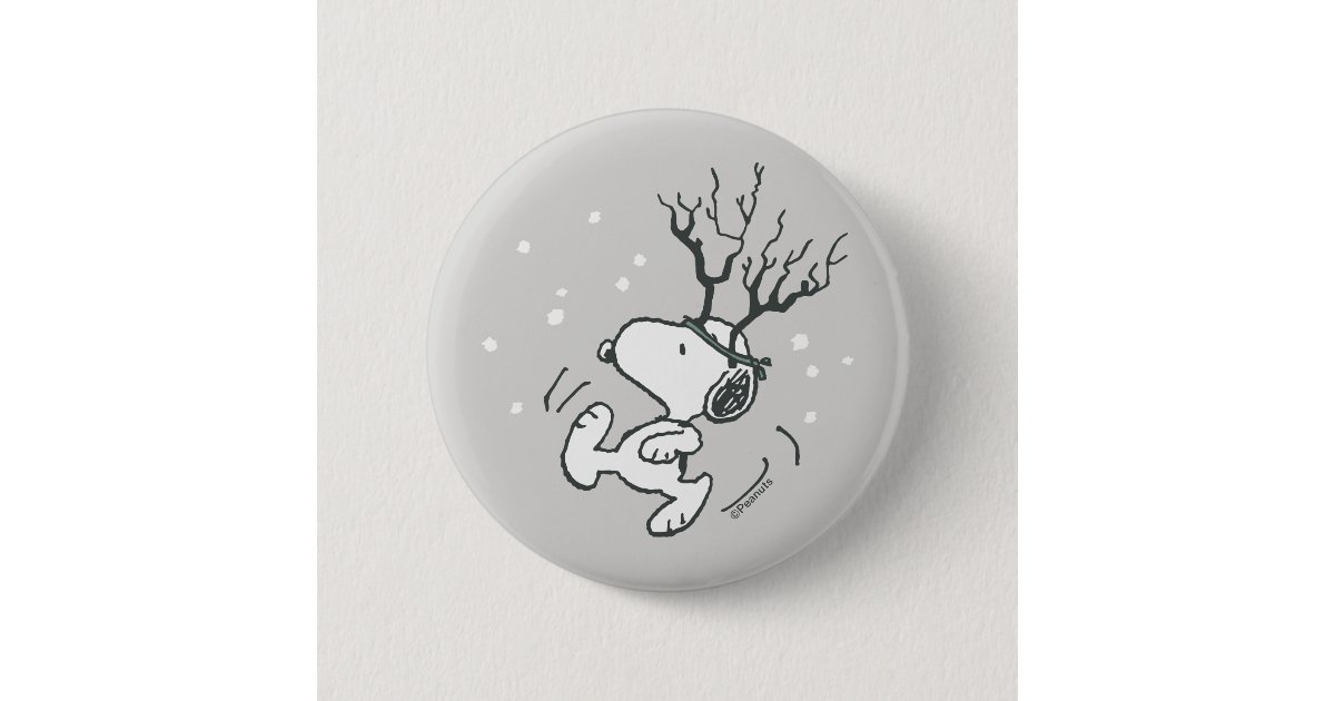 Peanuts | Snoopy Reindeer Button | Zazzle