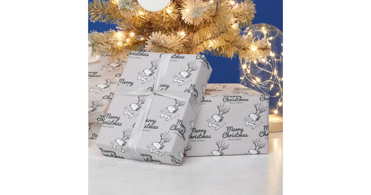 Peanuts | Snoopy Reindeer Wrapping Paper | Zazzle