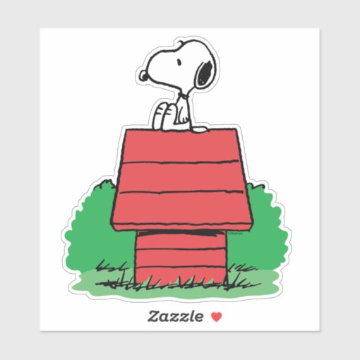 Peanuts | Snoopy Resting on Doghouse Sticker | Zazzle