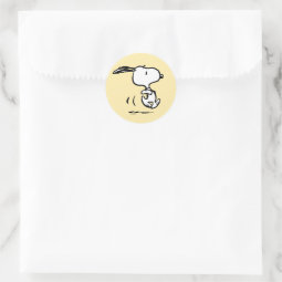 Peanuts | Snoopy Running Classic Round Sticker | Zazzle