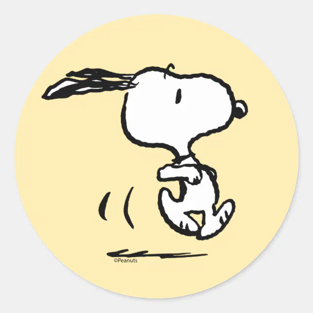 Peanuts | Snoopy Running Classic Round Sticker | Zazzle