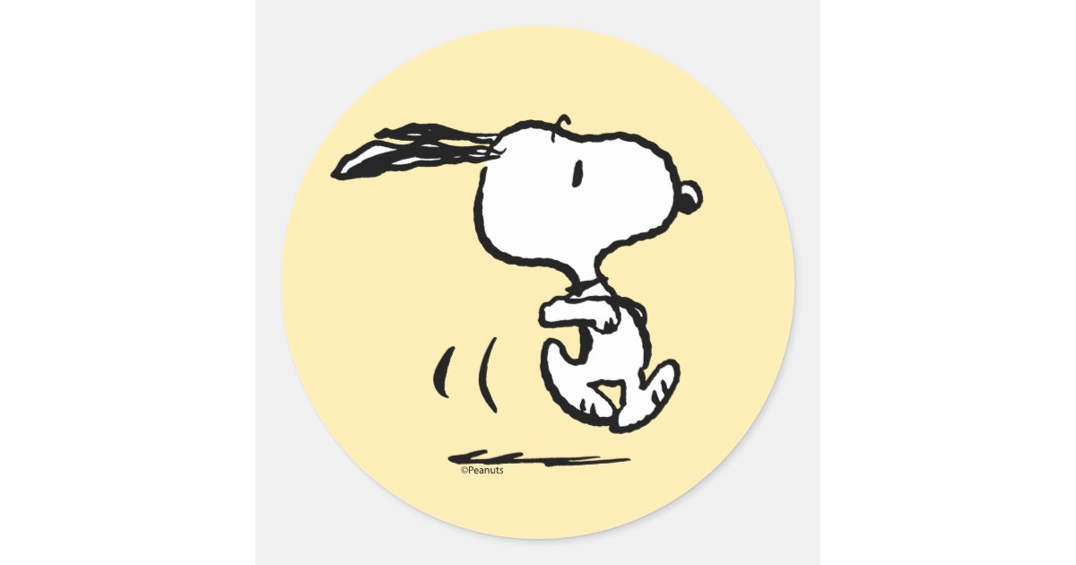 Peanuts | Snoopy Running Classic Round Sticker | Zazzle